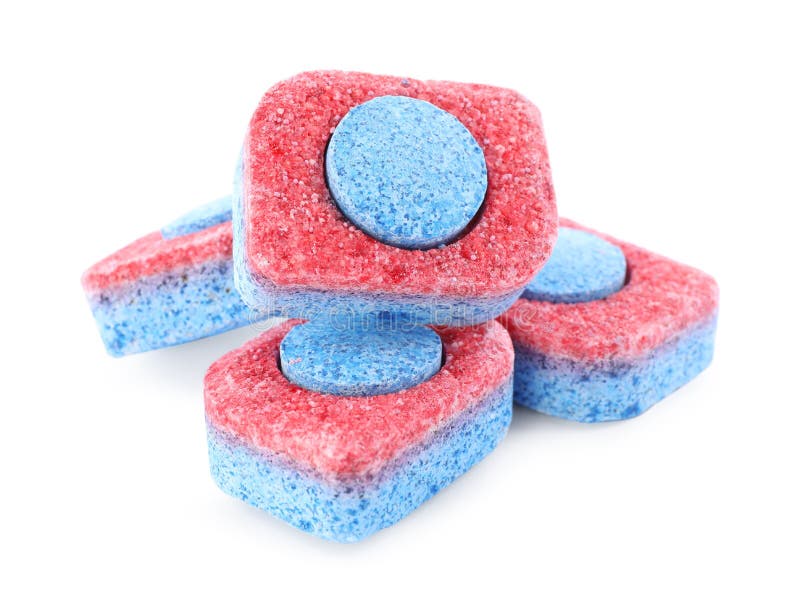 Many Dishwasher Detergent Tablets on White Background Stock Image ...