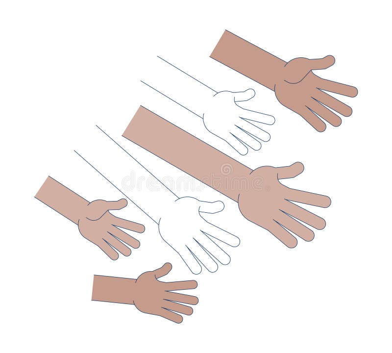 Many Diverse Hands Reaching for Help, Resources Vector Illustration ...