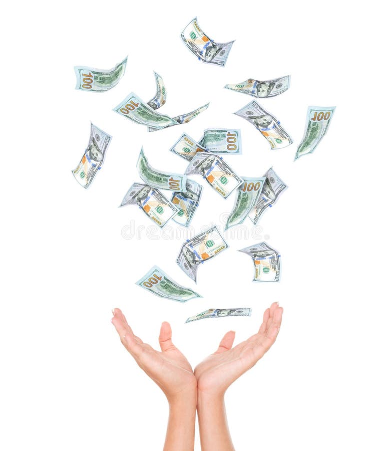 Money Flying On A Parachute Isolated On White Stock Photo - Image of ...