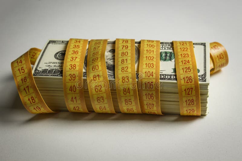 Many Dollars Tied with Meter Stock Photo - Image of healthy, banking ...