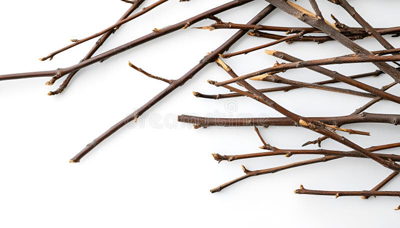 Many Dry Tree Twigs on White Background Stock Image - Image of color ...