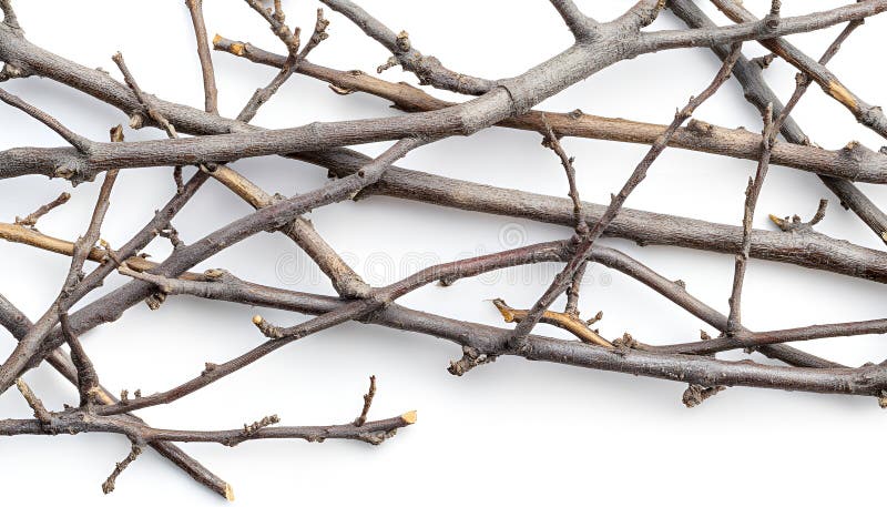 Many Dry Tree Twigs on White Background Stock Image - Image of ...