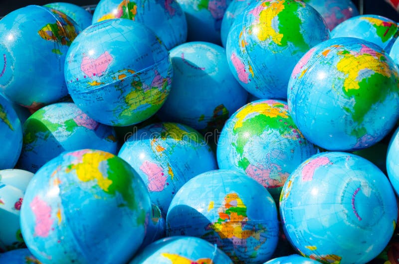 Many earth globes stock image. Image of glass, smile - 69165453