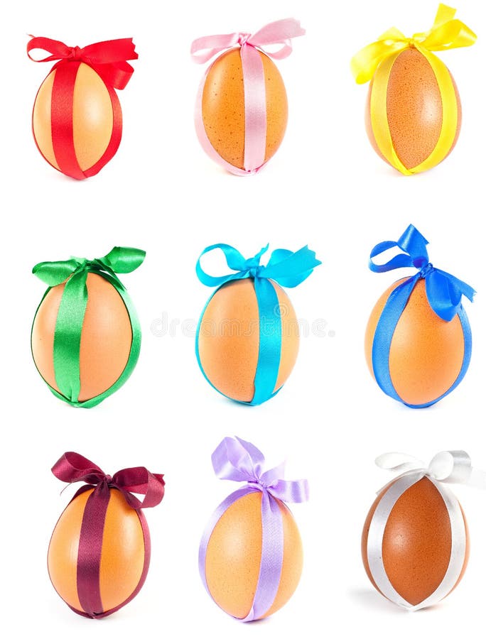Many Easter Egg, Decorated a Varicoloured Ribbon Stock Image - Image of ...