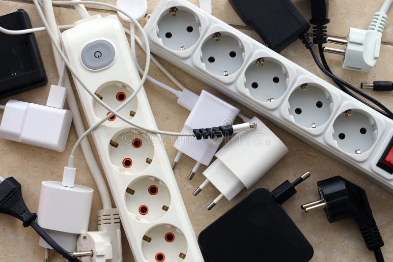Many Electrical Plugs Network Congestion. the Concept of Electrical ...