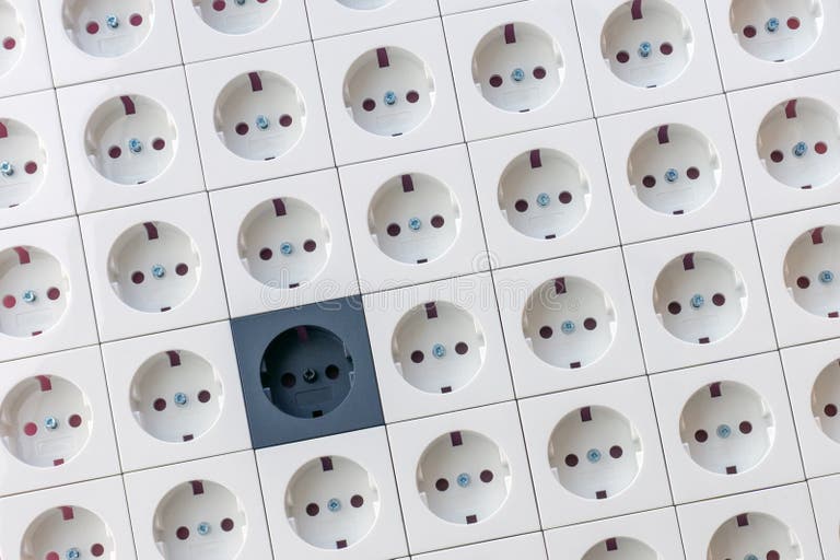 Many Electrical Socket Outlets Stock Photo - Image of outlet, contact ...