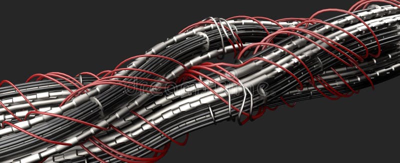 Many Electrical Wires,electric Cable,3d Render Stock Illustration ...
