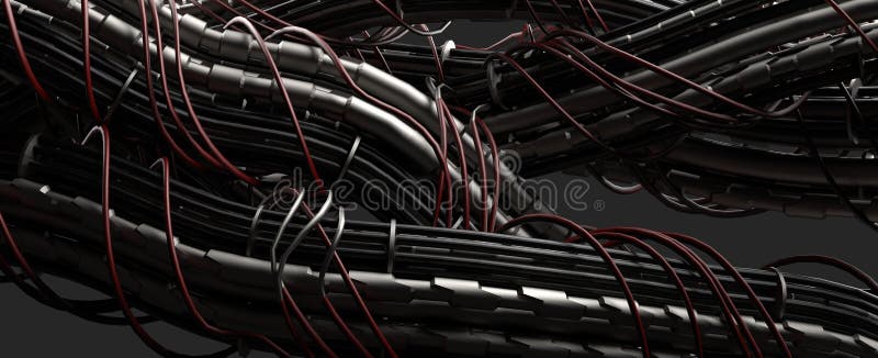 Many Electrical Wires,electric Cable,3d Render Stock Illustration ...