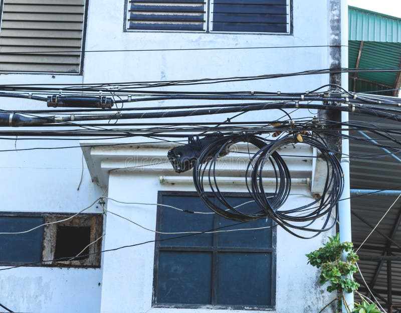 Many Electrical Wires on Poles Stock Photo - Image of electricity, post ...