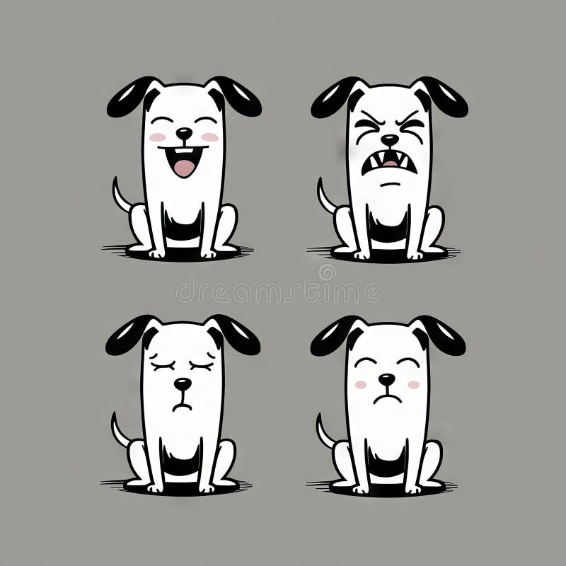 Many emotions of dogs stock illustration. Illustration of emotive ...