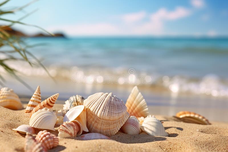 Many Empty Shells on the Beach, Close-up View Against the Background of ...