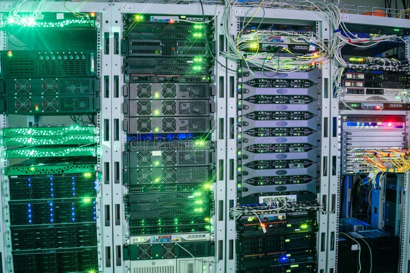 Many Equipment is Installed in the Server Room of the Data Center. the ...
