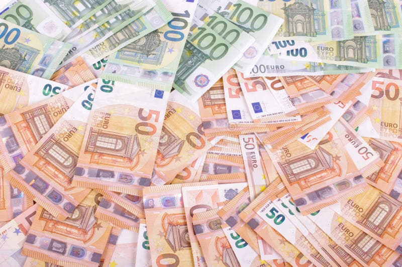 Many Euro Banknotes Spread All Over Stock Image - Image of salary ...