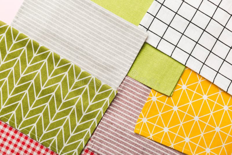 Many Fabric Kitchen Napkin for Table Setting Top View on Table Stock ...