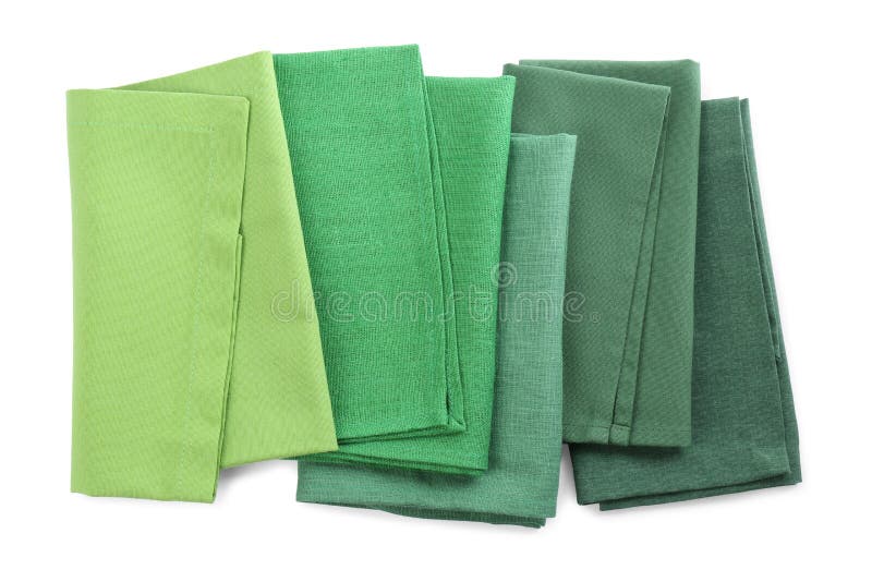 Many Fabric Napkins for Table Setting on White Background, Top View ...