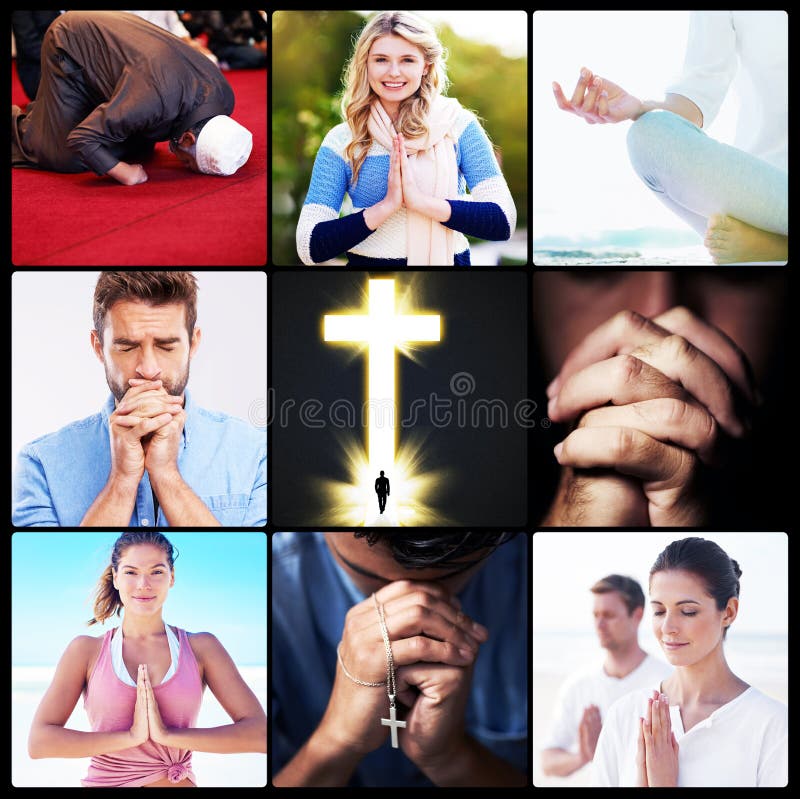 The Many Face of Spirituality. Composite Shot of People Expressing ...