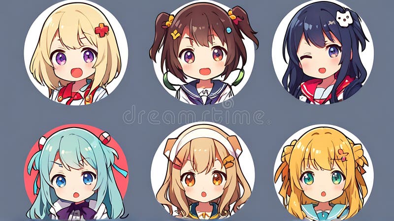 The Many Faces of Anime are Shown in this Image Stock Illustration ...