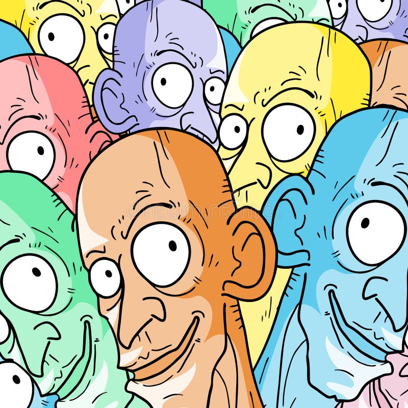 Many faces stock vector. Illustration of crowd, characters - 43719636