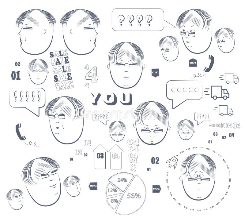 Many faces stock vector. Illustration of arrows, question - 51742757