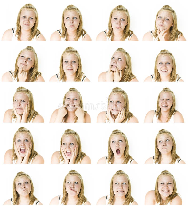 The Many Faces of a Teenage Girl Stock Photo - Image of characters ...