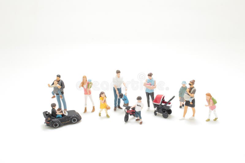 A Many Family with Children Group Isolated Stock Photo - Image of line ...