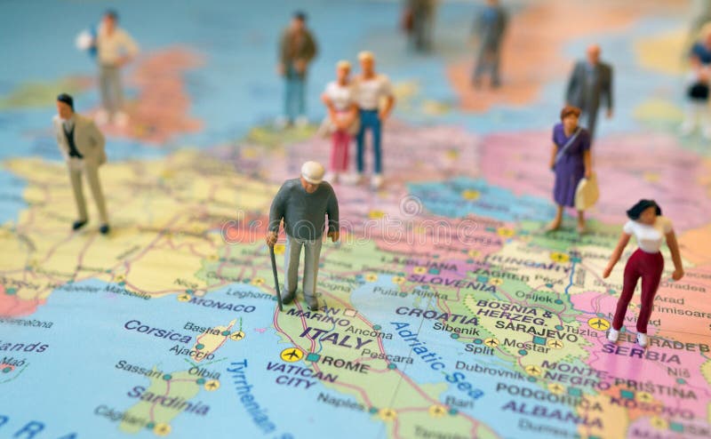 Many Figures of People are Placed on Europe Map. Stock Photo - Image of ...