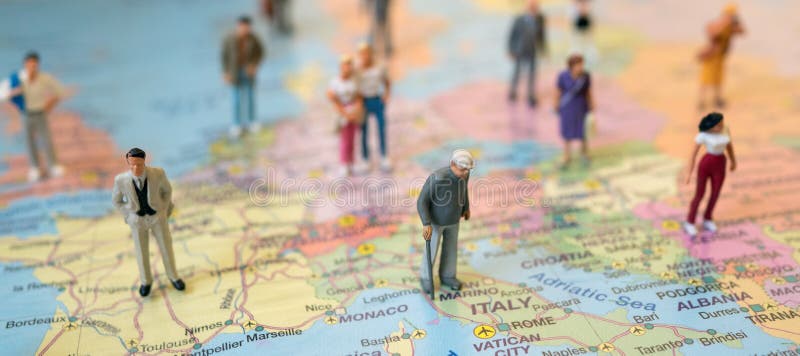 Many Figures of People are Placed on Europe Map. Stock Photo - Image of ...