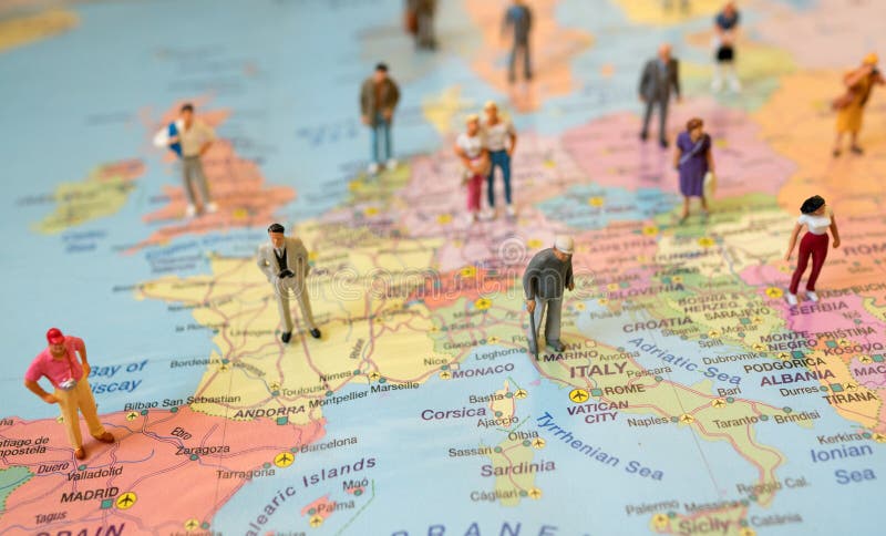 Many Figures of People are Placed on Europe Map. Stock Photo - Image of ...
