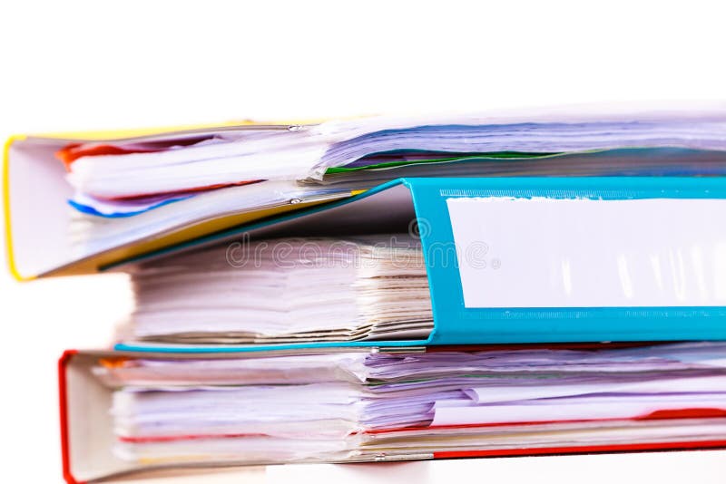 Many File Folders, Ring Binders on Office Table Stock Image - Image of ...