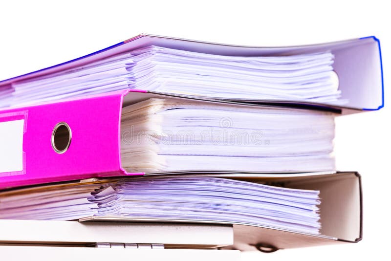 Many File Folders, Ring Binders on Office Table Stock Image - Image of ...