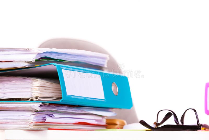 Many File Folders, Ring Binders on Office Table Stock Photo - Image of ...