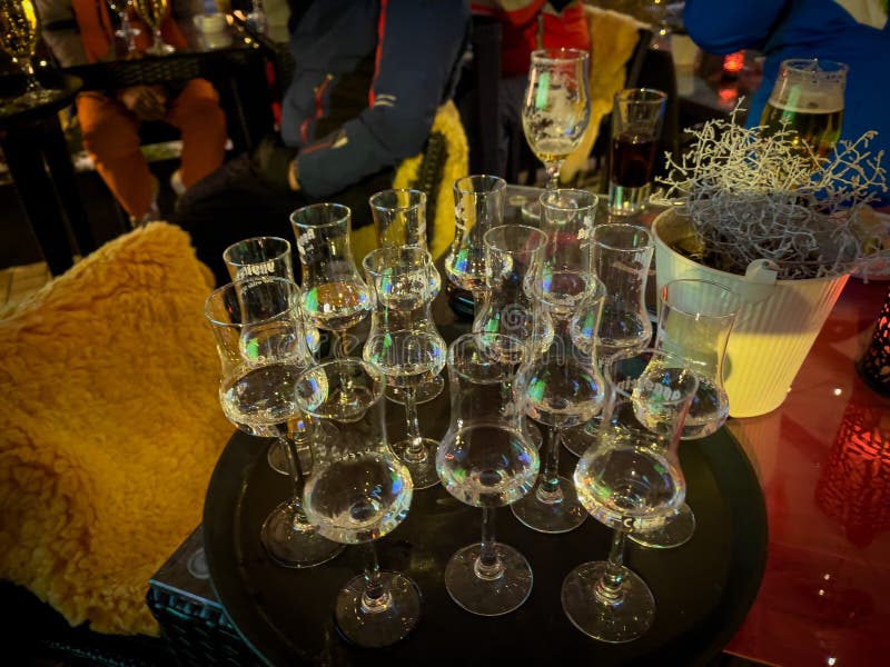 Many Filled Shot Glasses Stand on the Tablet Stock Photo - Image of ...