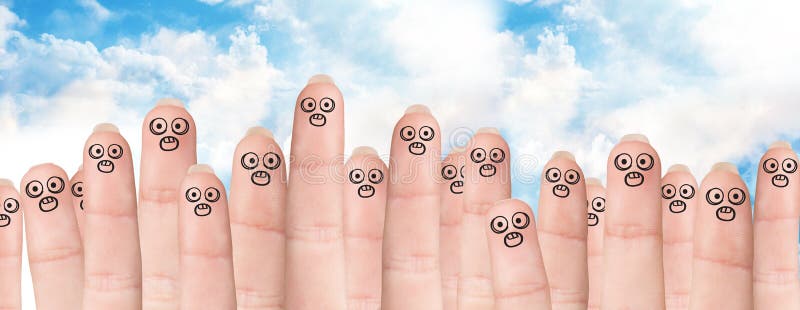 Many Fingers with Drawn Faces Stock Photo - Image of count, sign: 68683164