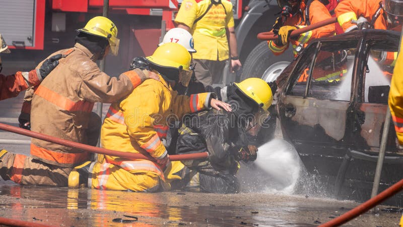 Many Firefighters are Practicing Editorial Photography - Image of black ...