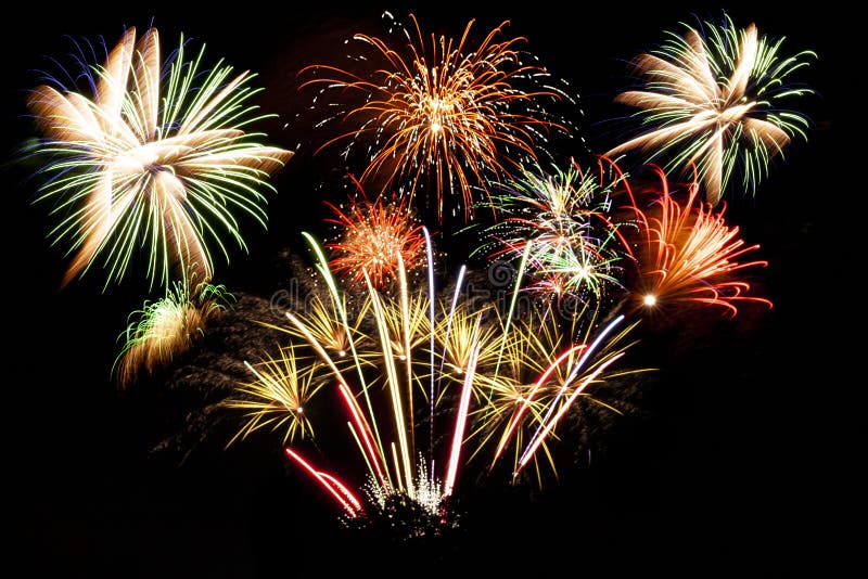 Many Firework Explosions in the Sky Stock Photo - Image of sparkle ...