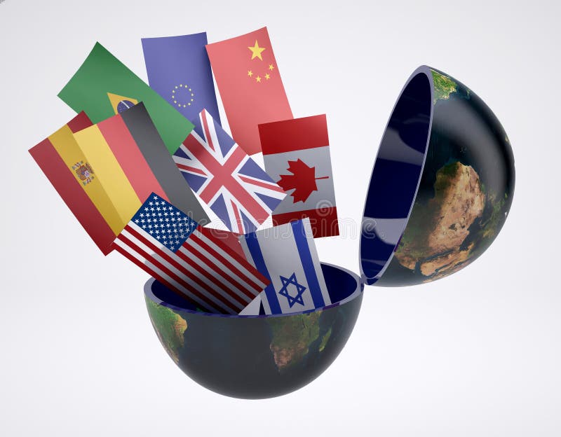 Many Flags Come Out of the Open Earth Stock Illustration - Illustration ...