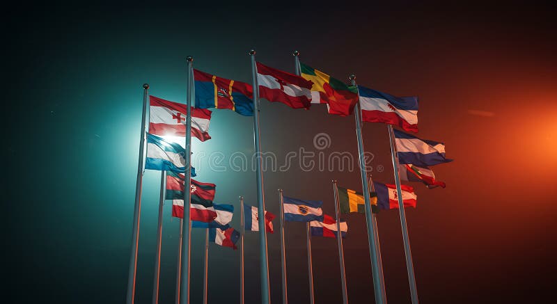 International Flags at Night Stock Illustration - Illustration of ...