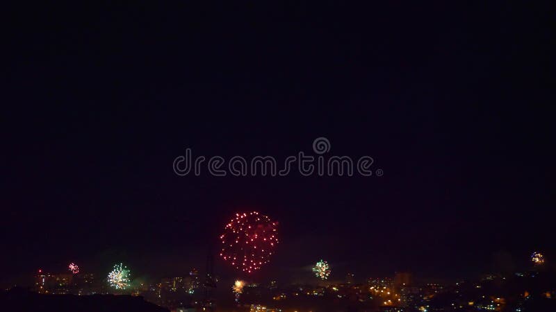 Many Flashes of Fireworks Over the Night City. General Holiday Stock ...