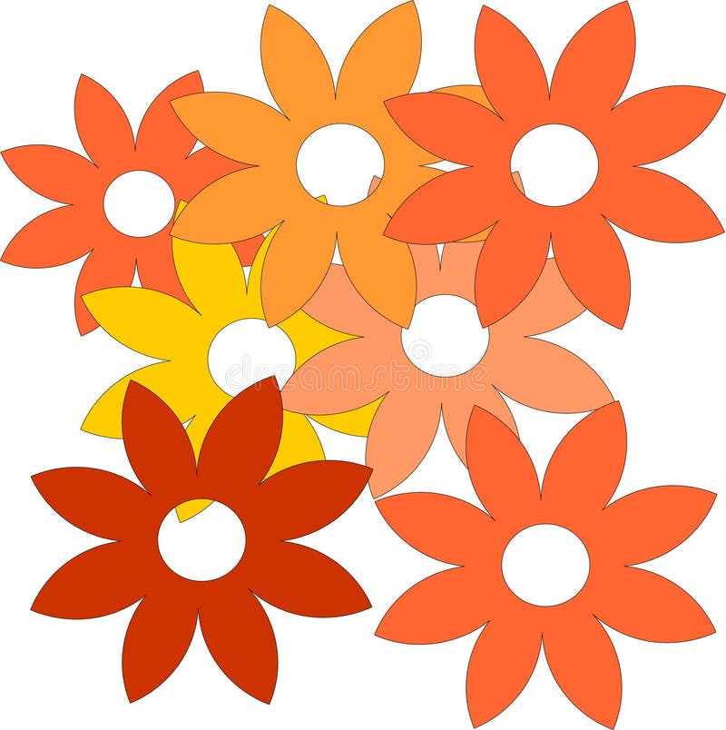 Many Flower Design Made with Different Orange Patterns on a White ...