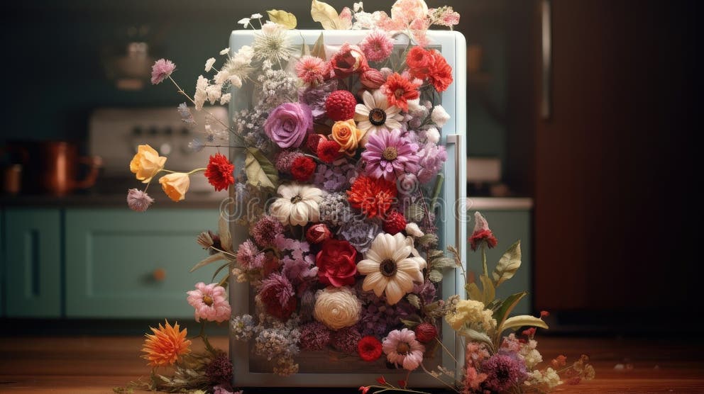 Many Flowers in Refrigerator Room for Flowers Stock Photo - Image of ...