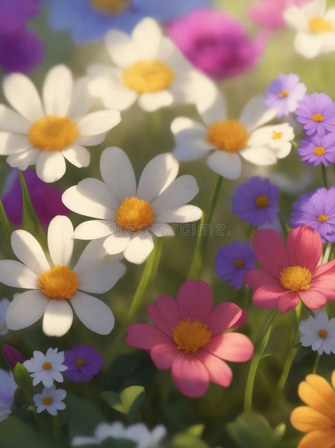Many Flowers on Spring Time, Generative AI Illustration Stock ...