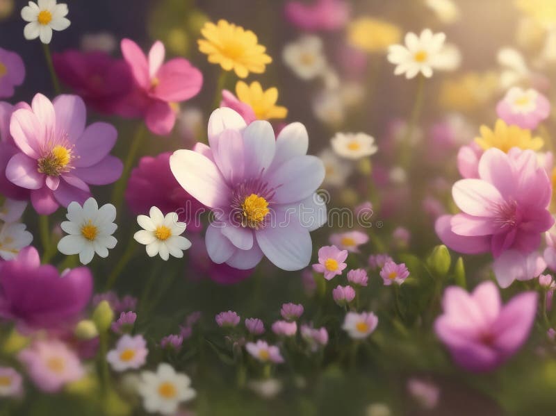 Many Flowers on Spring Time, Generative AI Illustration Stock ...