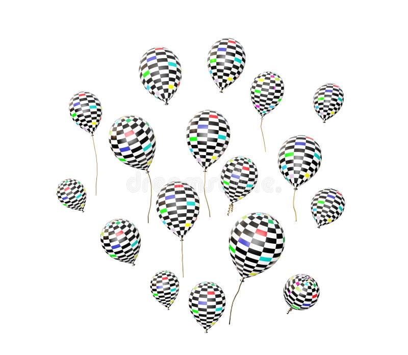 Many Flying Beautiful Checkered Balloons Stock Photo - Illustration of ...