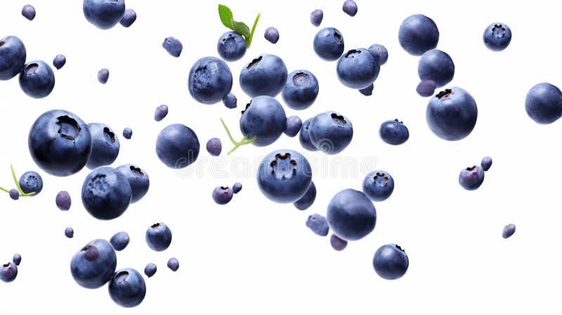 Many Flying Blueberries on White Background. Generative Ai Stock ...