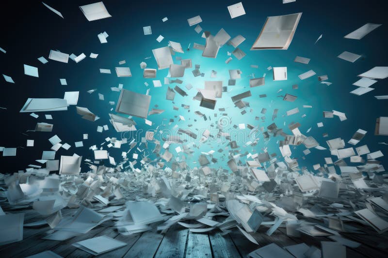 Many Flying Business Documents Stock Illustration - Illustration of ...