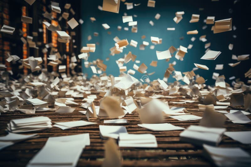 Many Flying Business Documents Stock Illustration - Illustration of ...