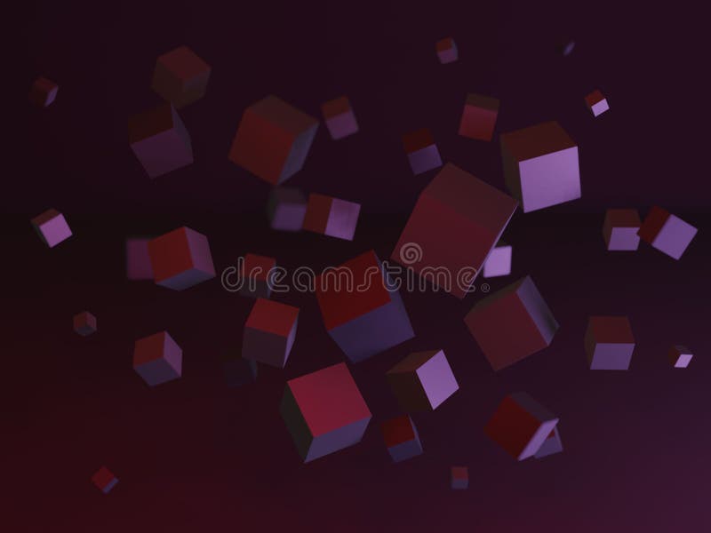 Many Flying Cubes 3d Render Illustration Stock Illustration ...