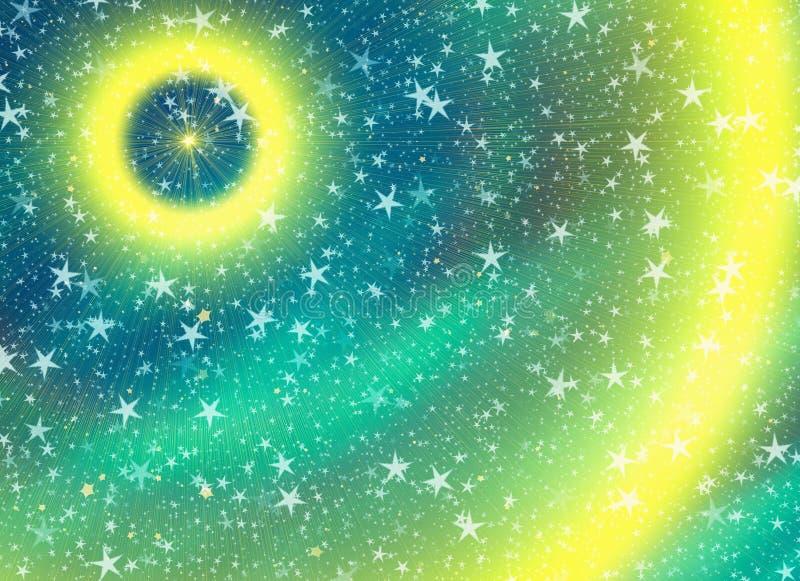 Many Light Yellow Flying Stars on a Blue Backgrounds Stock Illustration ...