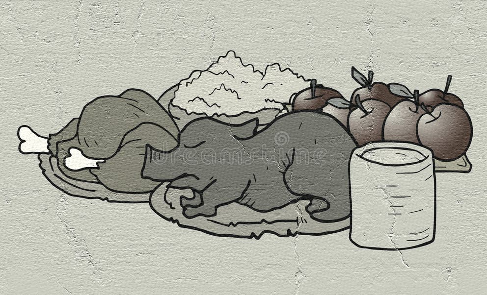 Many food draw stock illustration. Illustration of croissant - 82641372