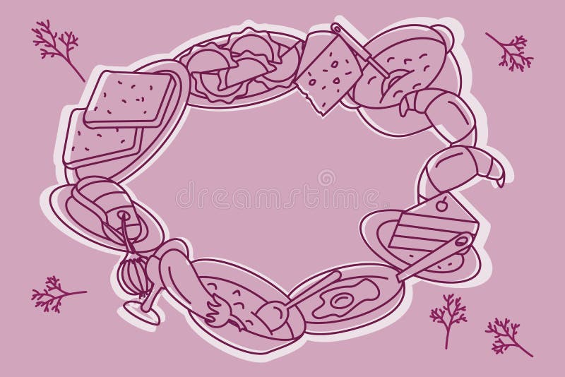 Many Food Elements in the Form of an Oval Around the Perimeter Stock ...